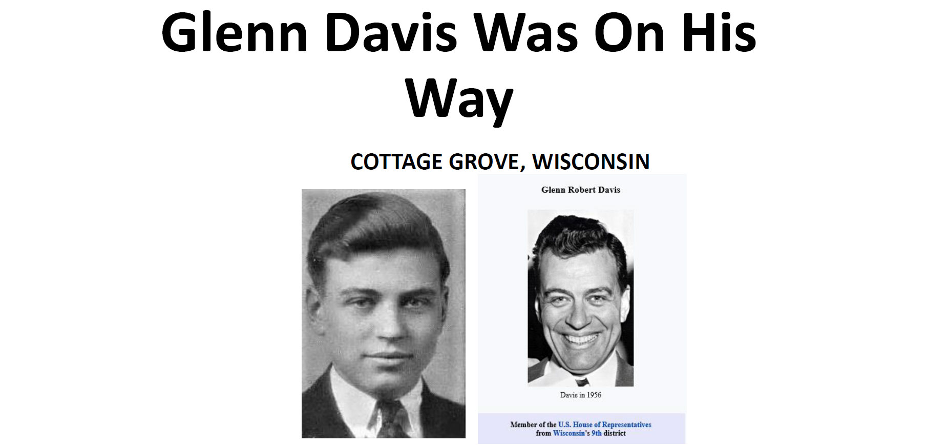 Glenn Davis Was On His Way - Mukwonago Historical Society - Red Brick ...